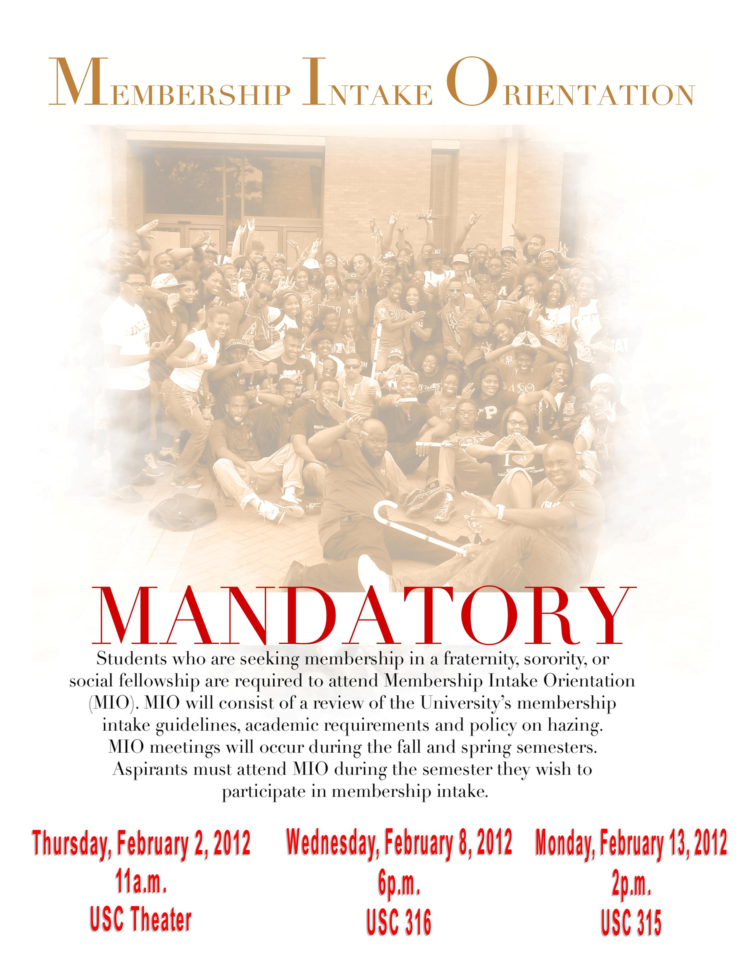 Membership Intake Orientation Dates – Morgan State University Newsroom